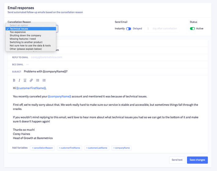 How to Write a Subscription Cancellation Email for SaaS - Baremetrics