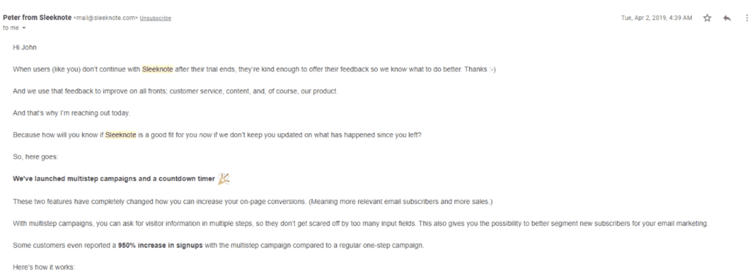 5 Winback Email Examples SaaS Customers Can't Resist - Baremetrics